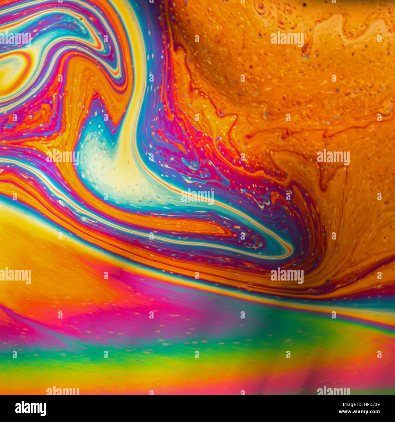 Psychedelic patterns formed on the surface of soap bubbles Stock Photo ...