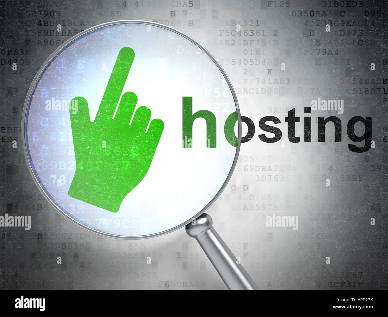 Web design concept: magnifying optical glass with Mouse Cursor icon and ...