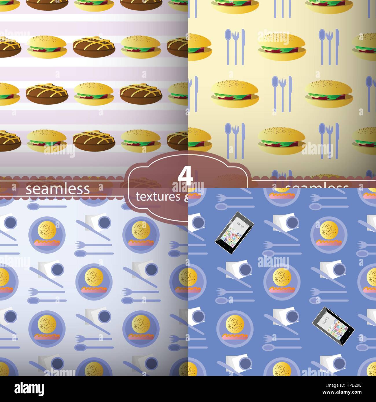 seamless pattern food sandwich. Illustrations used for print, website ...