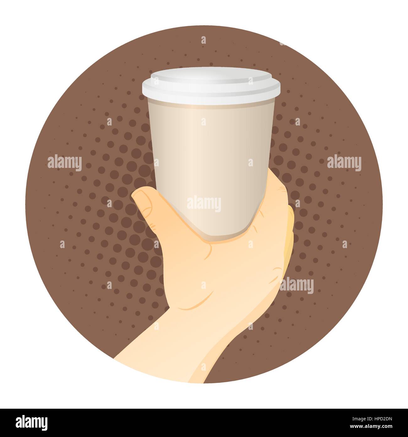 Man hand hold paper cup with coffee. Vector icon Illustration Stock ...