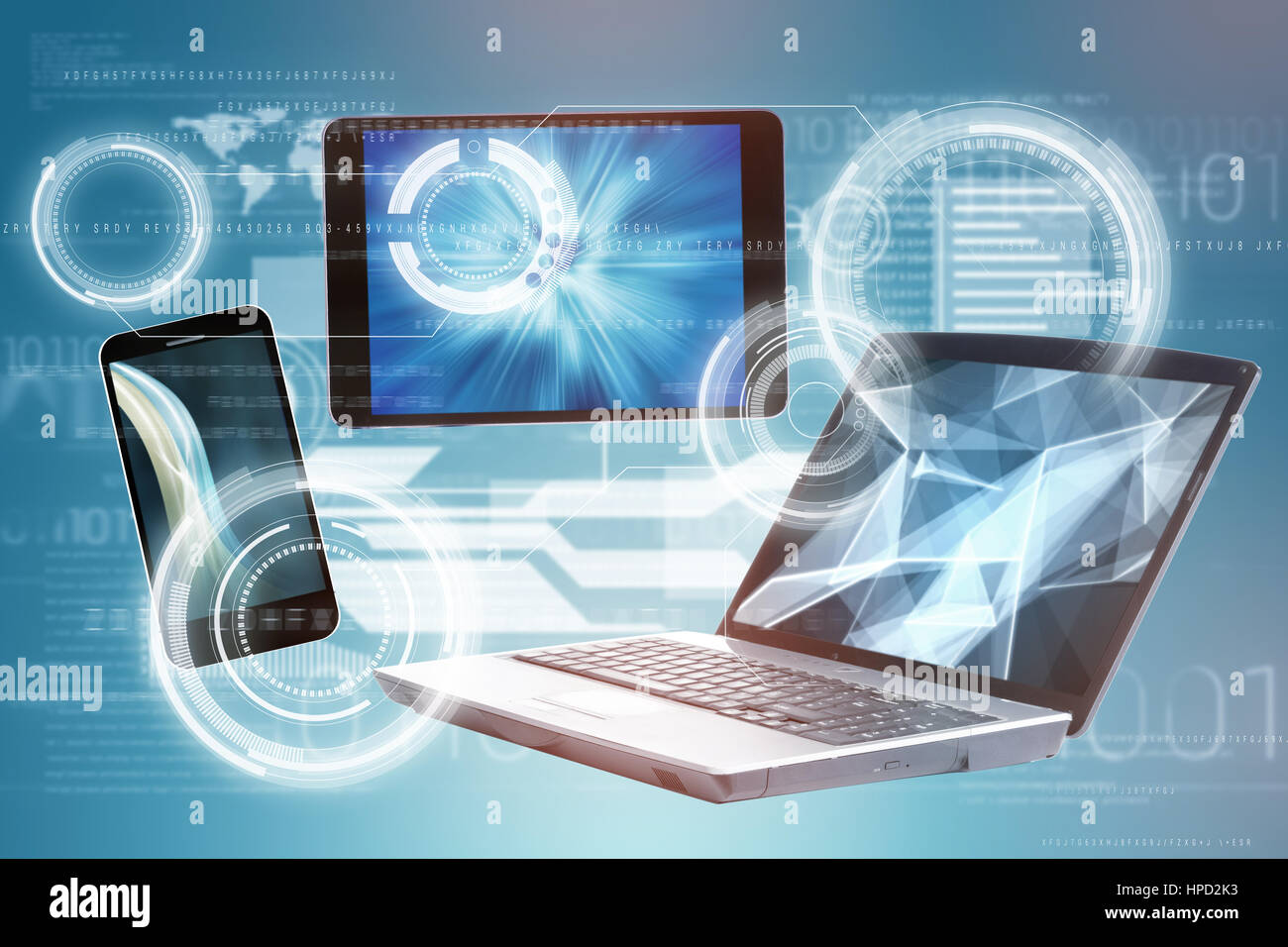 3d Circle with binary coding against blue background Stock Photo - Alamy