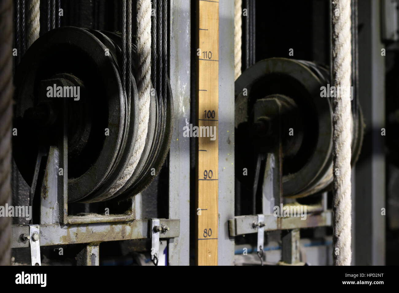 Detail of the monkey wheel - theater fly loft Stock Photo - Alamy