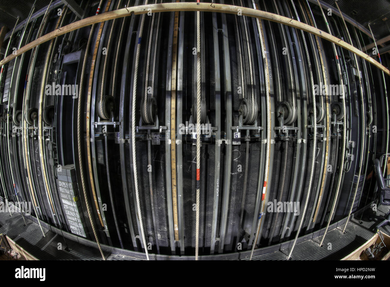 Fly spacet in the theatre - fish eye lens view Stock Photo - Alamy