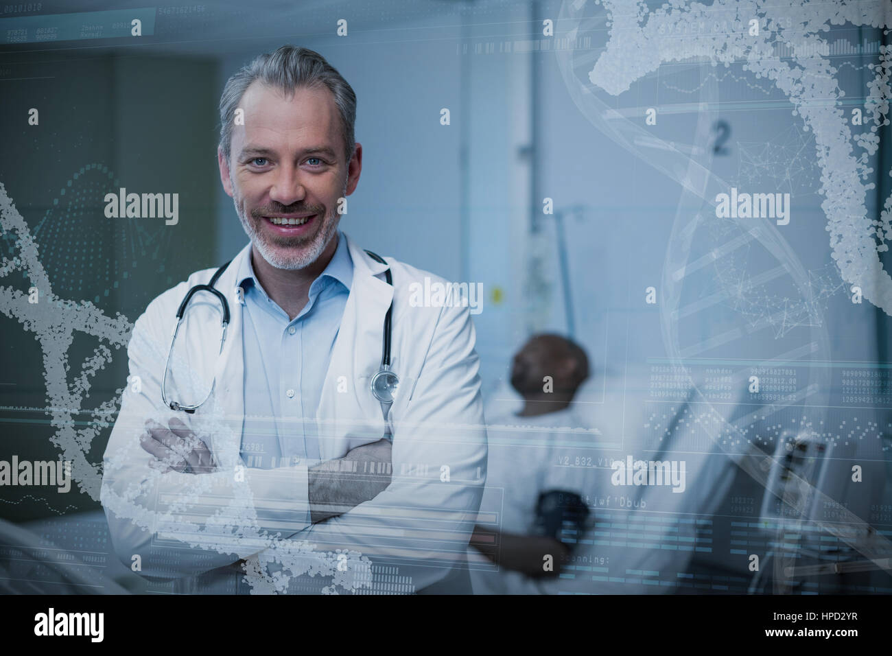 Panoramic view of helix pattern information on device screen against ...