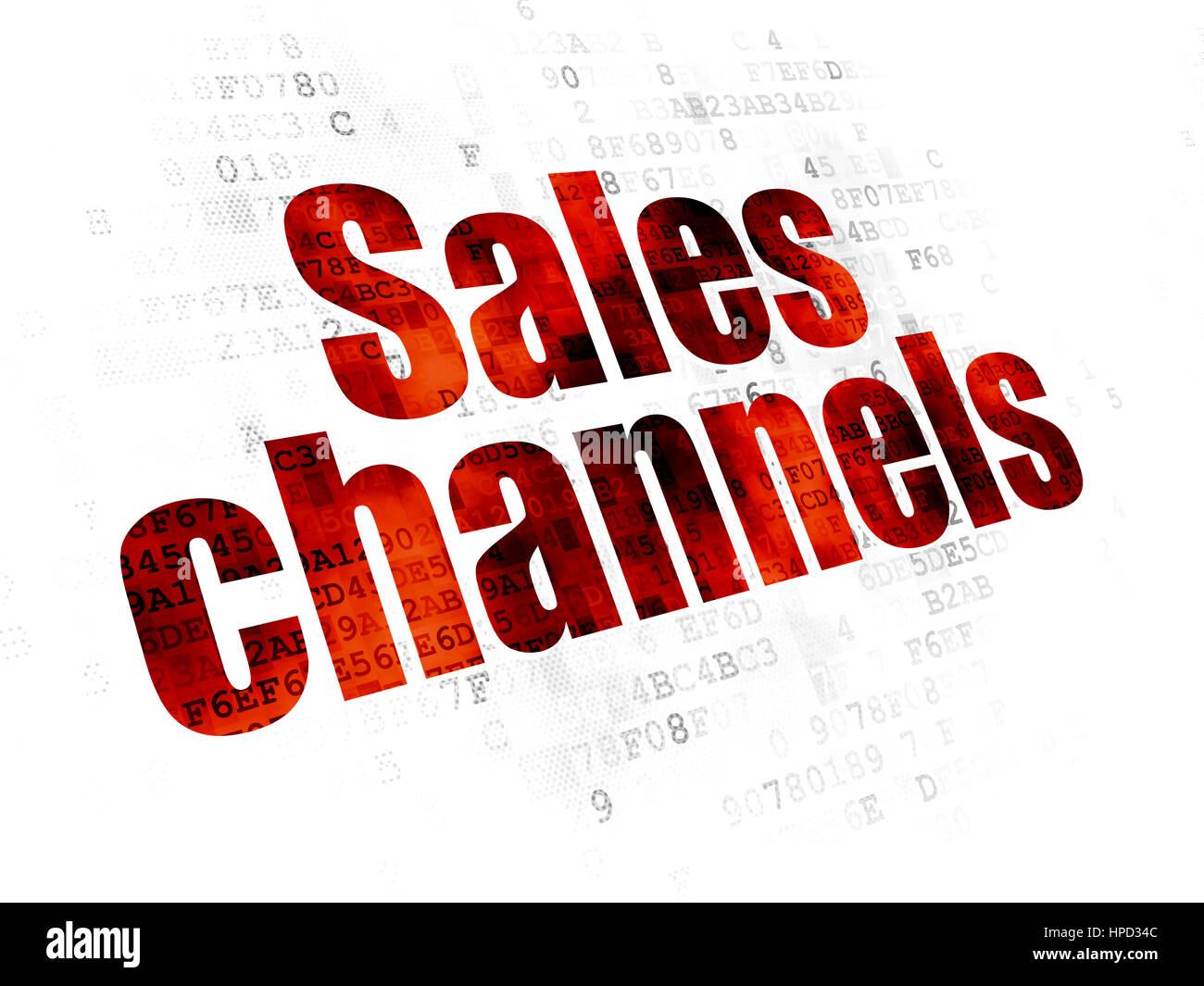 Marketing concept: Pixelated red text Sales Channels on Digital ...