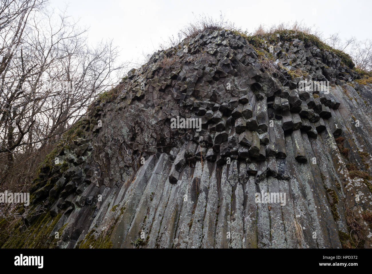 Rocky waterfall - Basaltic pentagonal and hexagonal columns ...