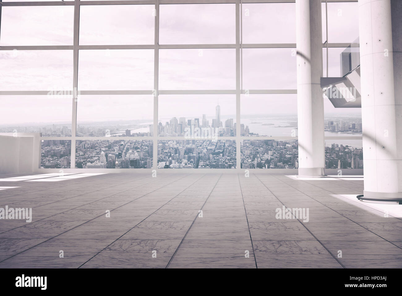 3d Windows overlooking city Stock Photo - Alamy