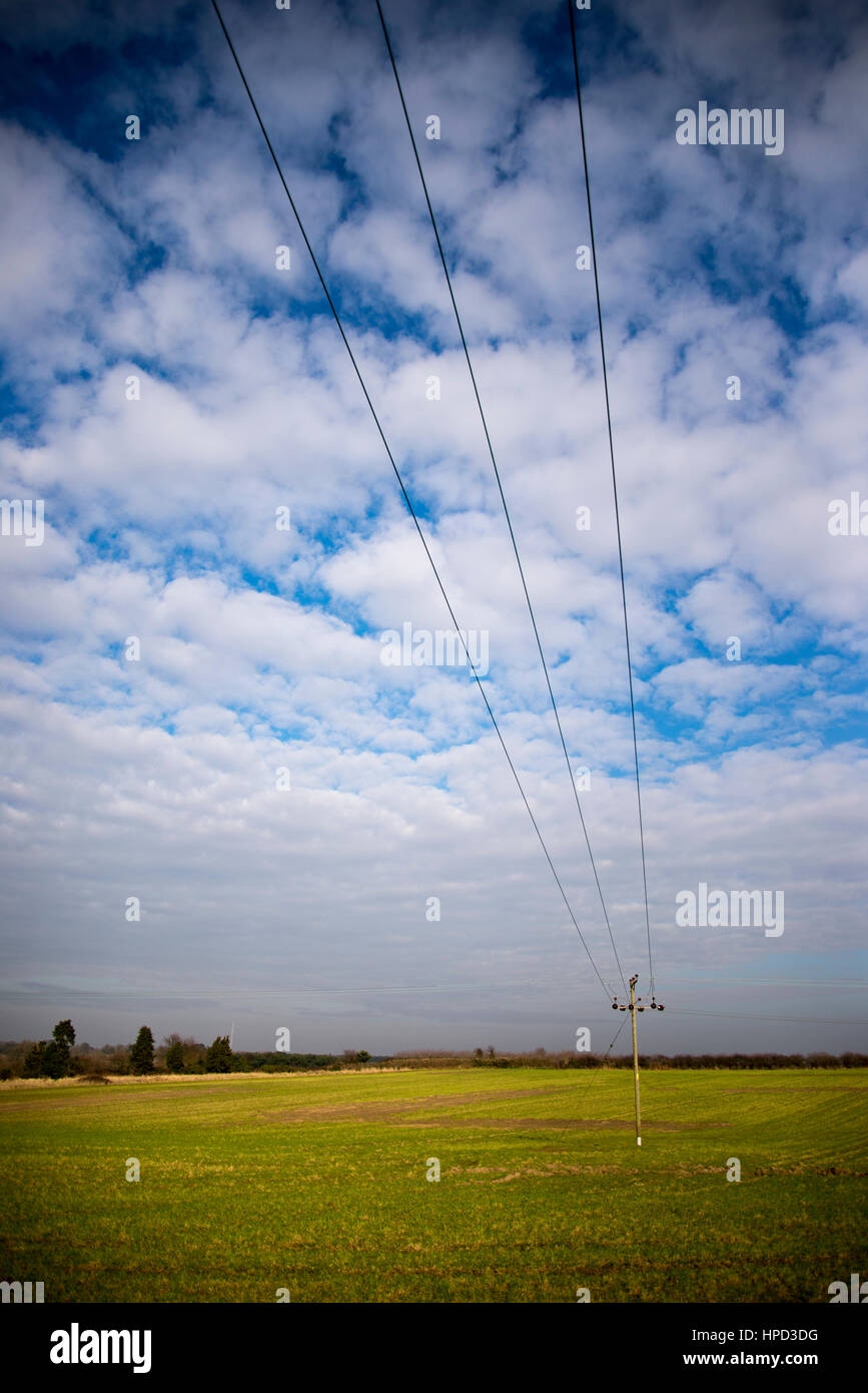 Cables over field Leiston Sizewell Stock Photo - Alamy