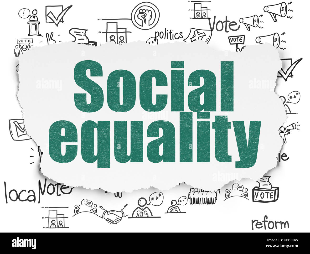 Political concept: Painted green text Social Equality on Torn Paper ...