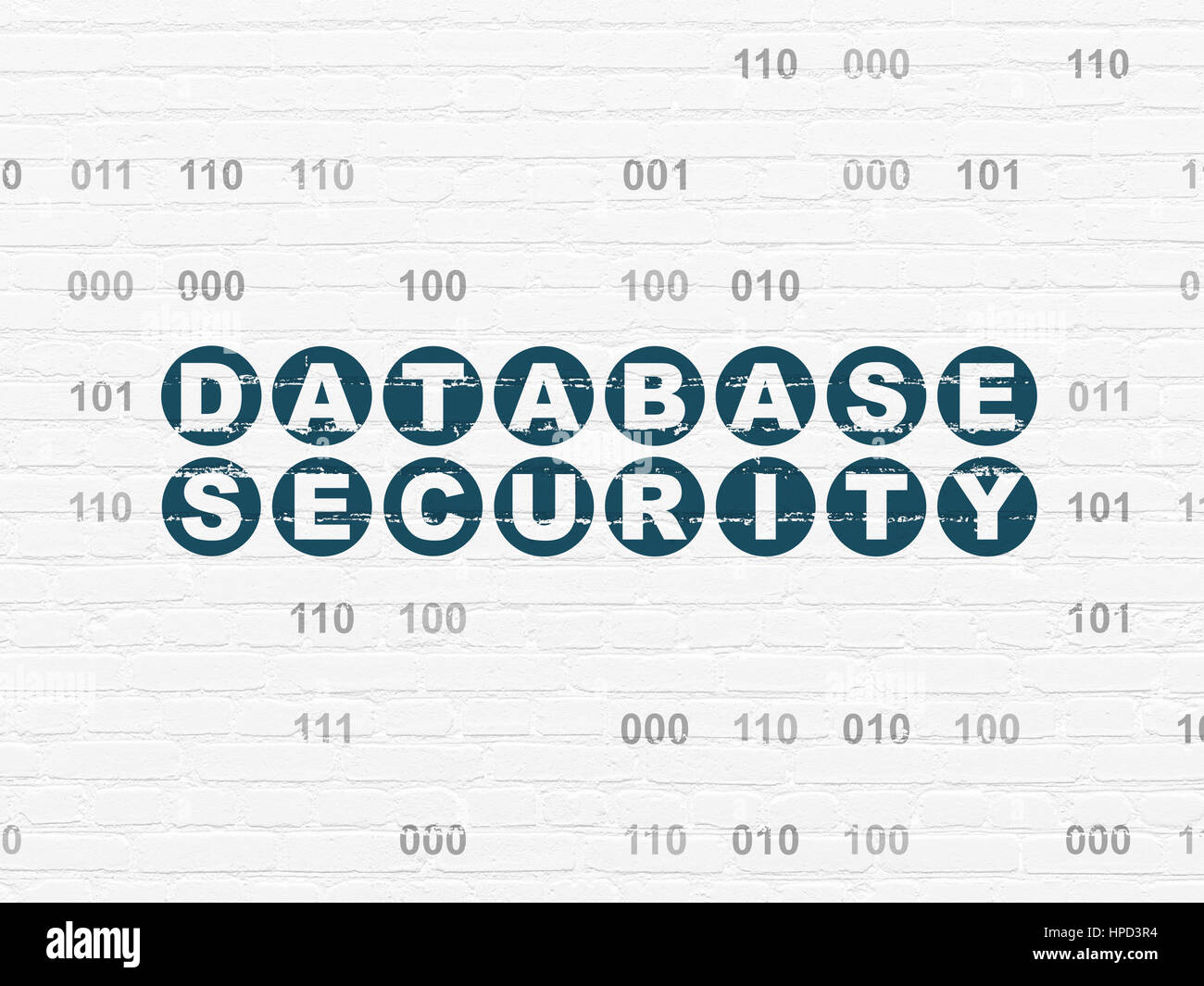 Database concept: Painted blue text Database Security on White Brick ...