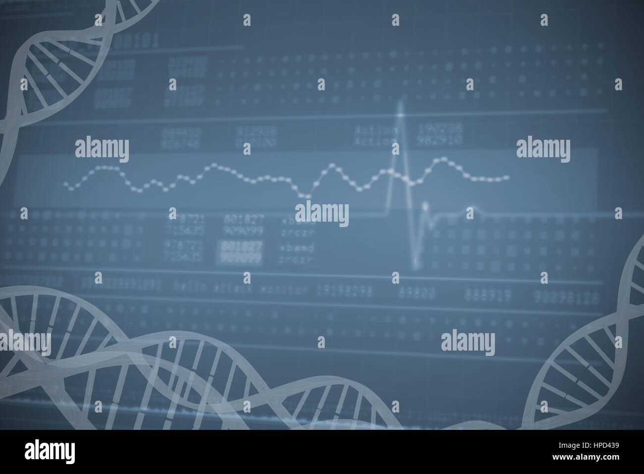 Panoramic view of information data on device screen against white ...