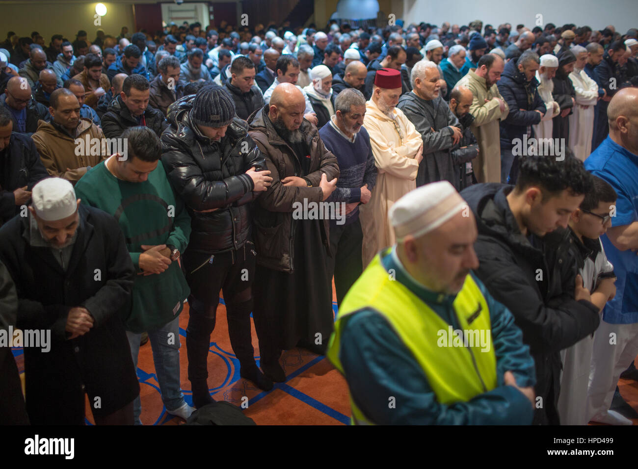 Muslim men praying in a Mosque in the Netherlands Stock Photo - Alamy
