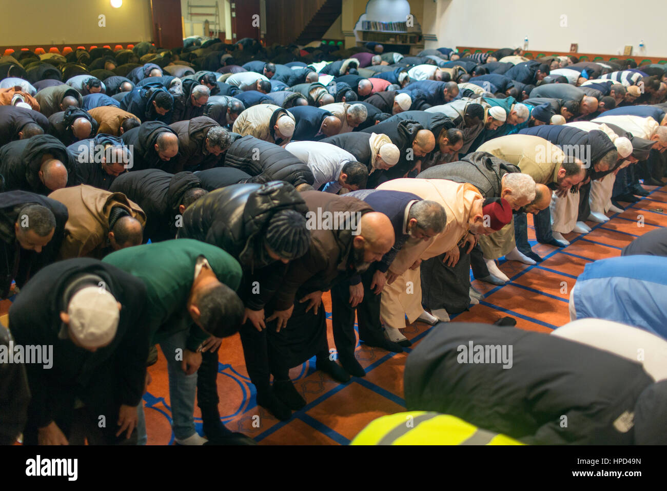 Muslim men praying in a Mosque in the Netherlands Stock Photo - Alamy