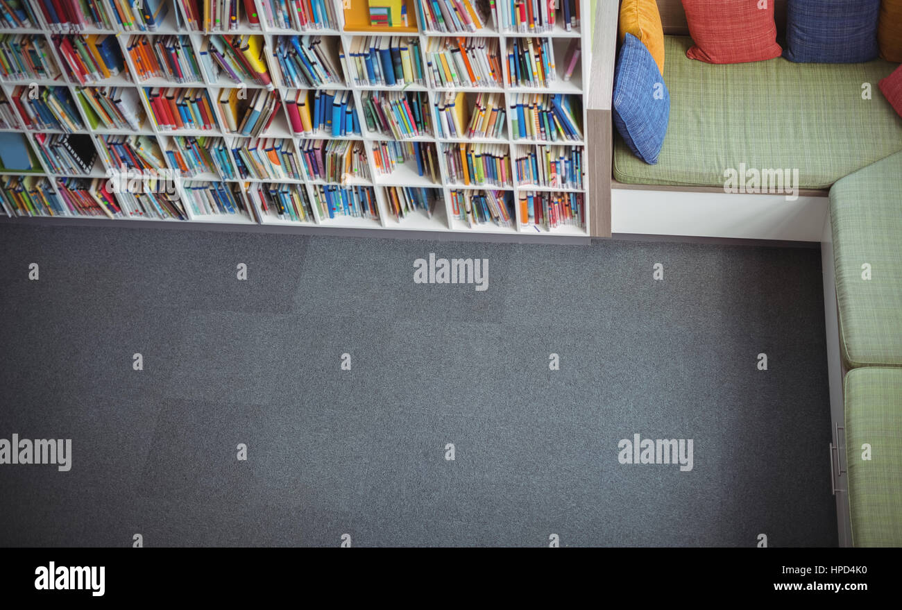 Overhead view of empty library at school Stock Photo - Alamy