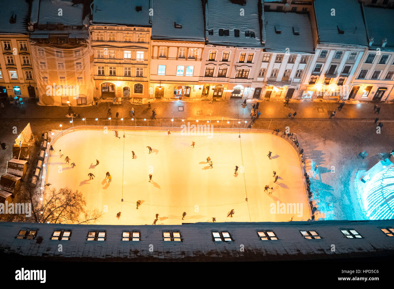 ice skating rink on the square in the center of the old town Stock ...