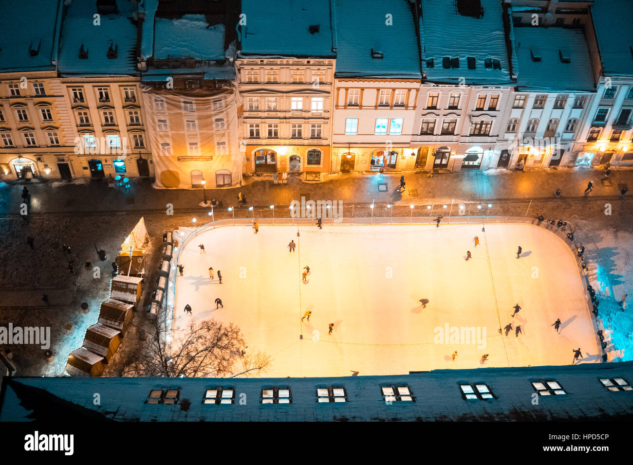 ice skating rink on the square in the center of the old town Stock ...