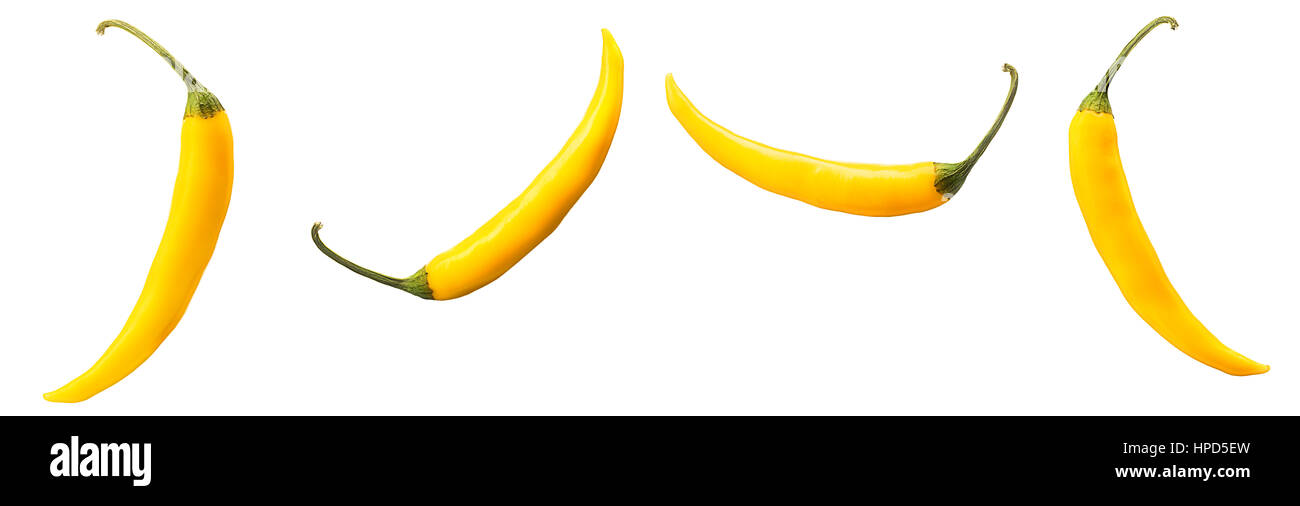 Hot yellow chili or chilli pepper isolated on white background Stock ...