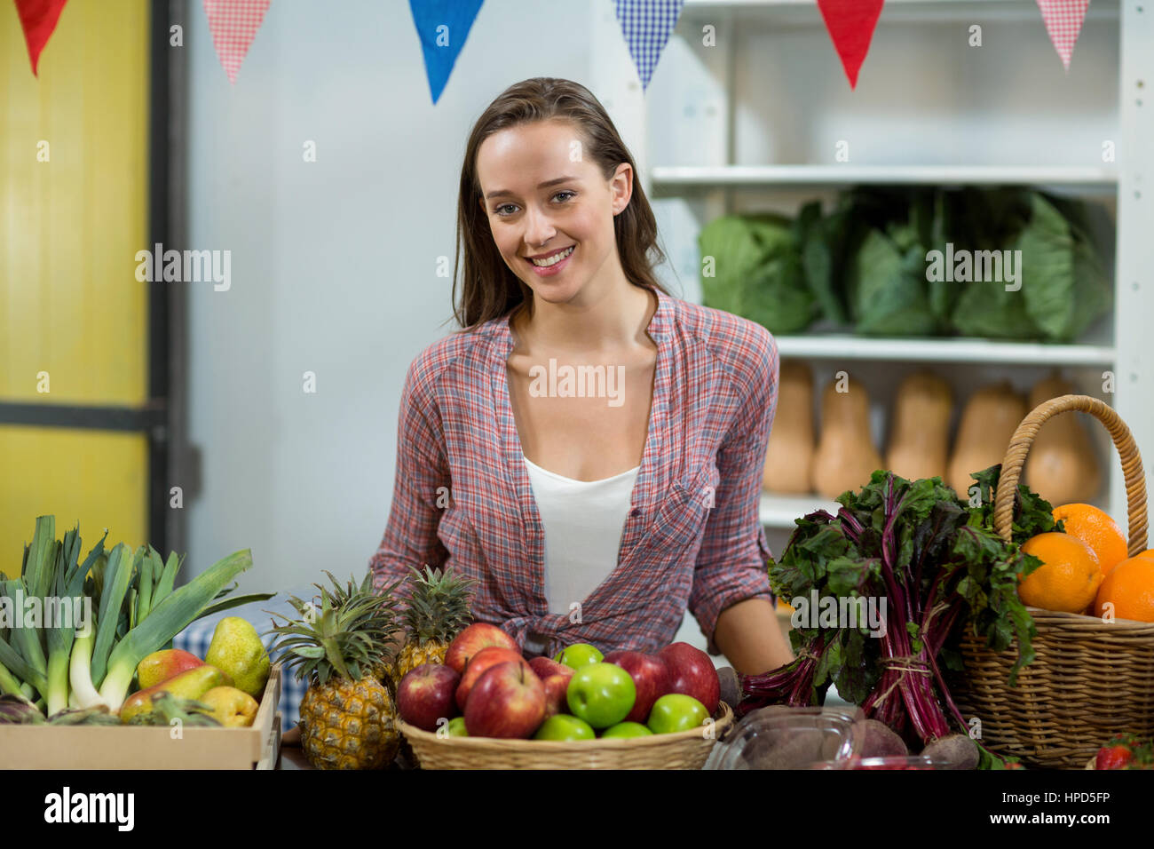Happy vendor standing food hi-res stock photography and images - Alamy