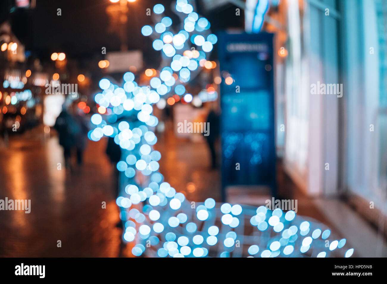 Street city at night, on the eve of Christmas Stock Photo - Alamy
