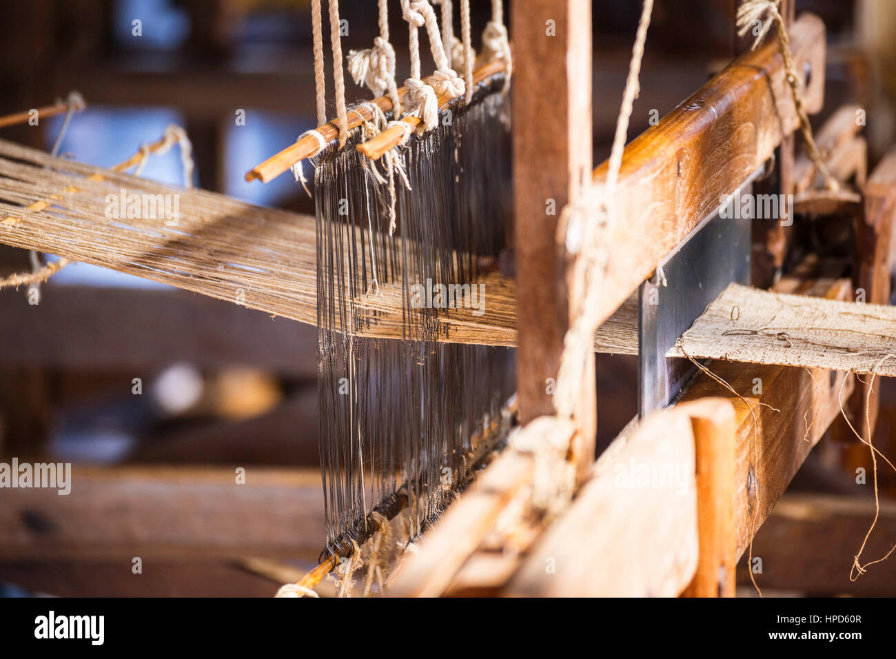 Traditional weaving loom for carpets in Myanmar (Burma Stock Photo - Alamy