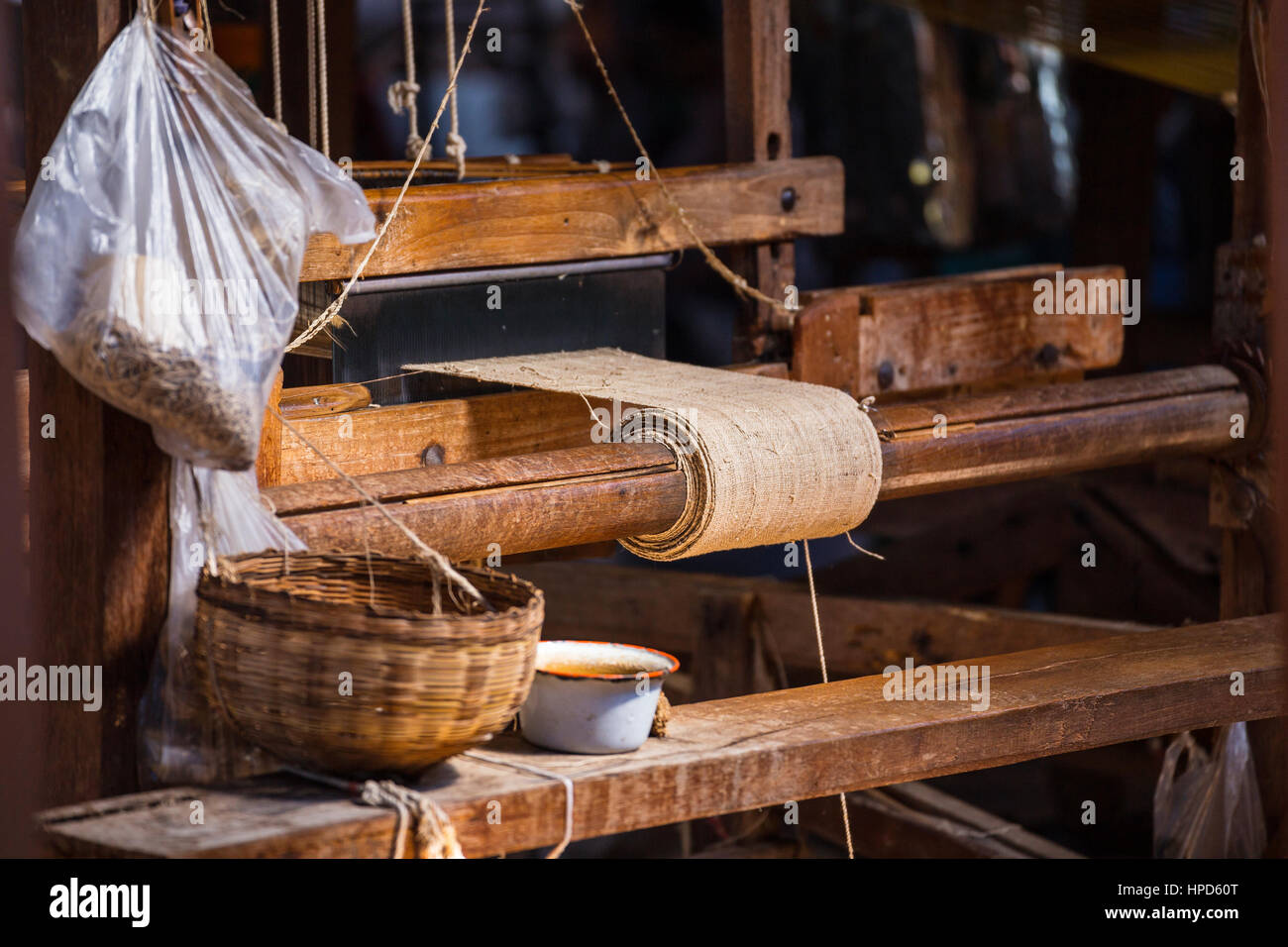 Traditional weaving loom for carpets in Myanmar (Burma Stock Photo - Alamy