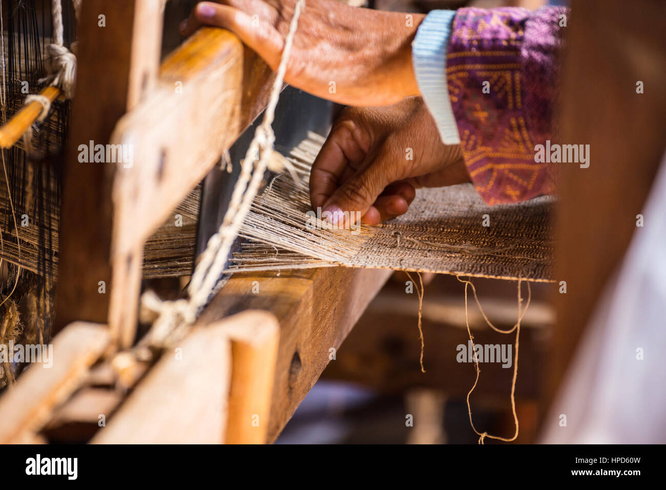 Traditional weaving loom for carpets in Myanmar (Burma Stock Photo - Alamy