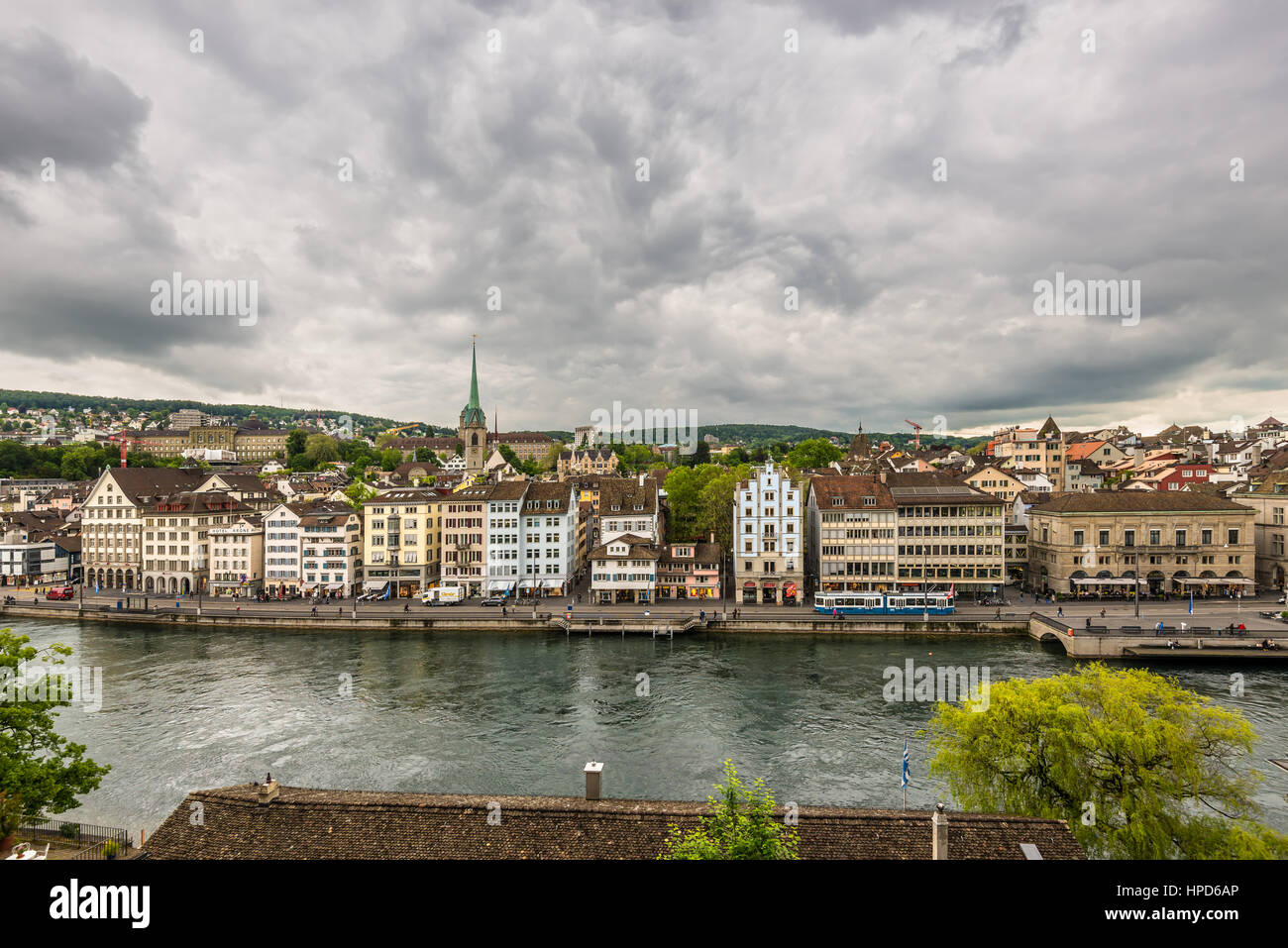 Zurich, Switzerland - May 24, 2016: Architecture of Zurich. Aerial view ...
