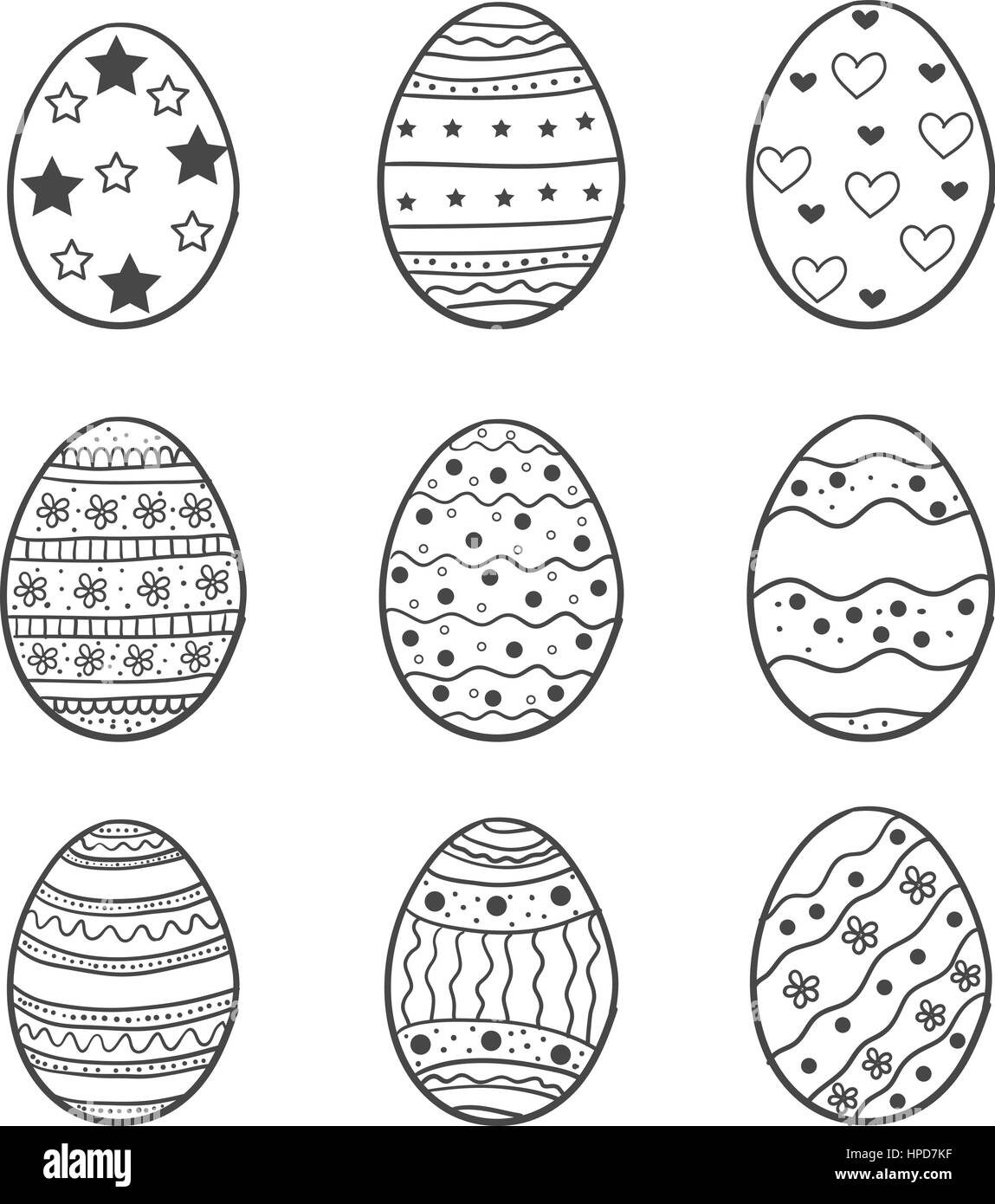Set of easter egg doodles vector art Stock Vector Image & Art - Alamy