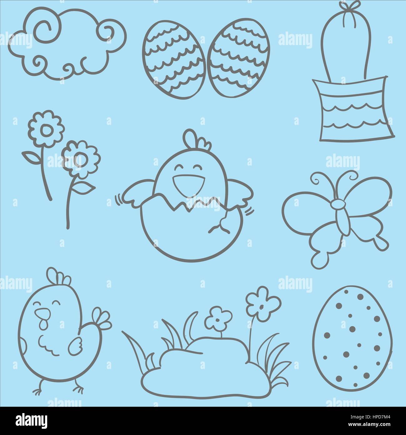 Easter style doodles vector art collection stock Stock Vector Image ...
