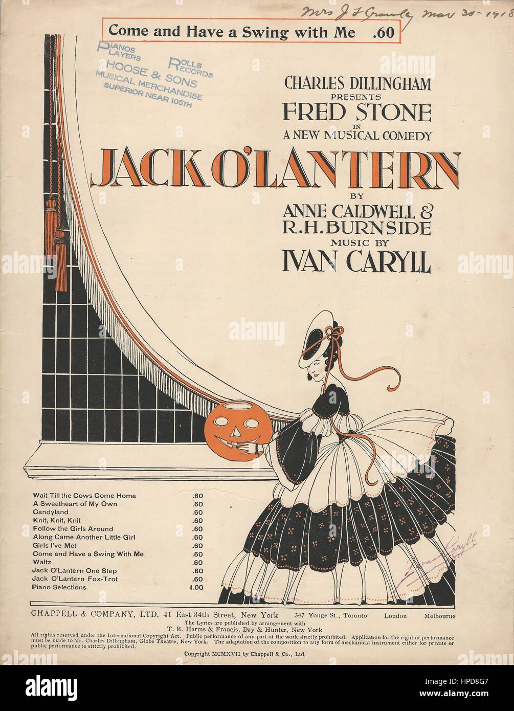 "Jack O'Lantern" 1917 Musical Sheet Music Cover Stock Photo - Alamy