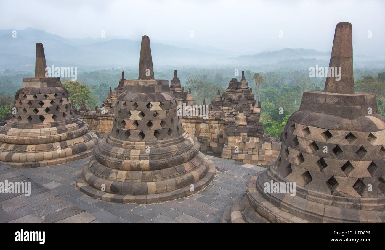 Ancient Borobudur temple at sunrise. Java, Indonesia Stock Photo - Alamy