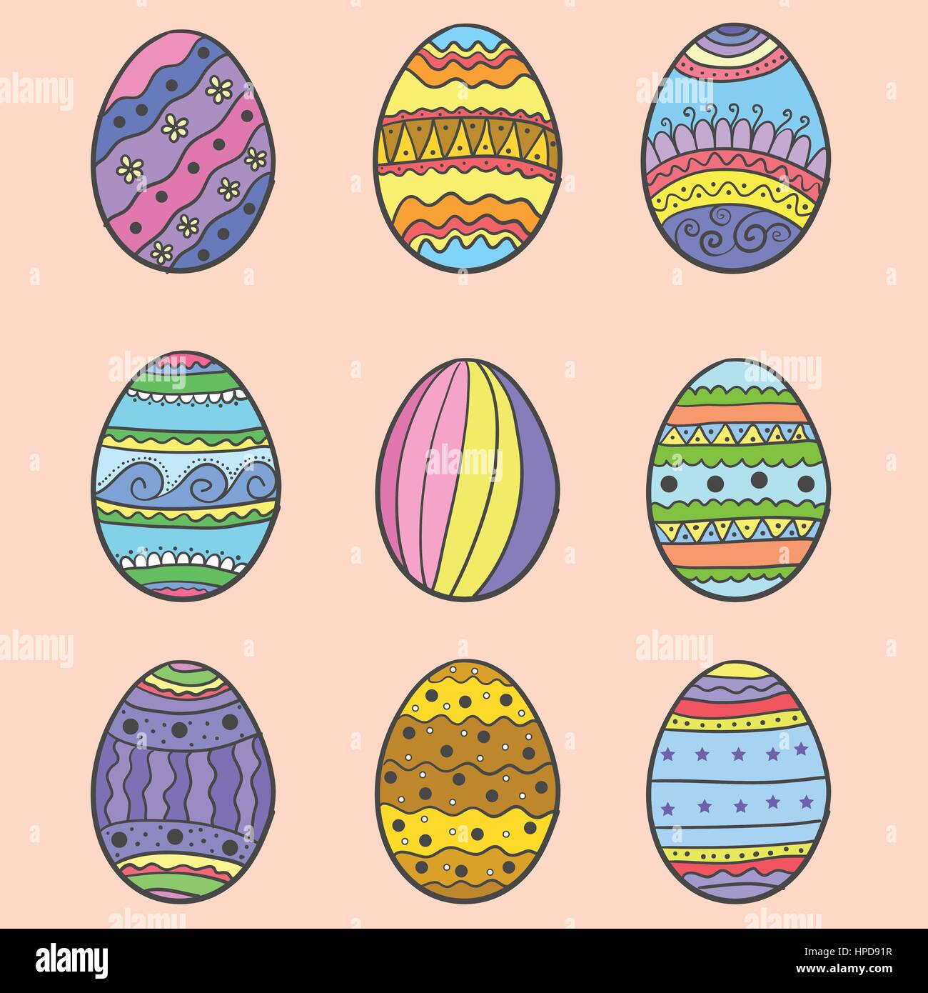 Doodle of easter egg set illustration vector collection Stock Vector ...