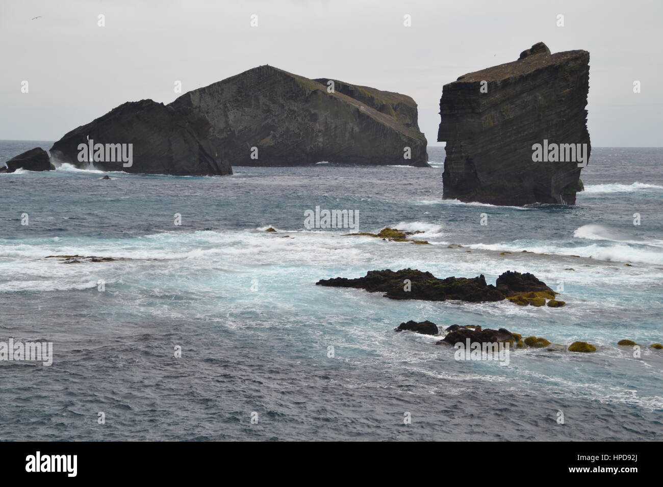 Mighty rocks and wavy sea at Sao Miguel island, Azores archipelago ...