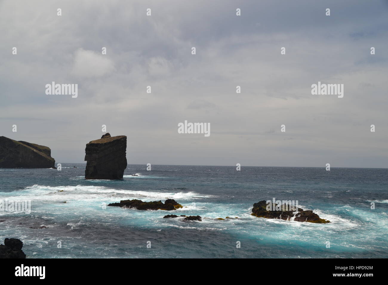 Mighty rocks and wavy sea at Sao Miguel island, Azores archipelago ...