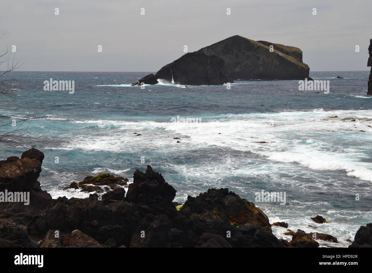 Mighty rocks and wavy sea at Sao Miguel island, Azores archipelago ...