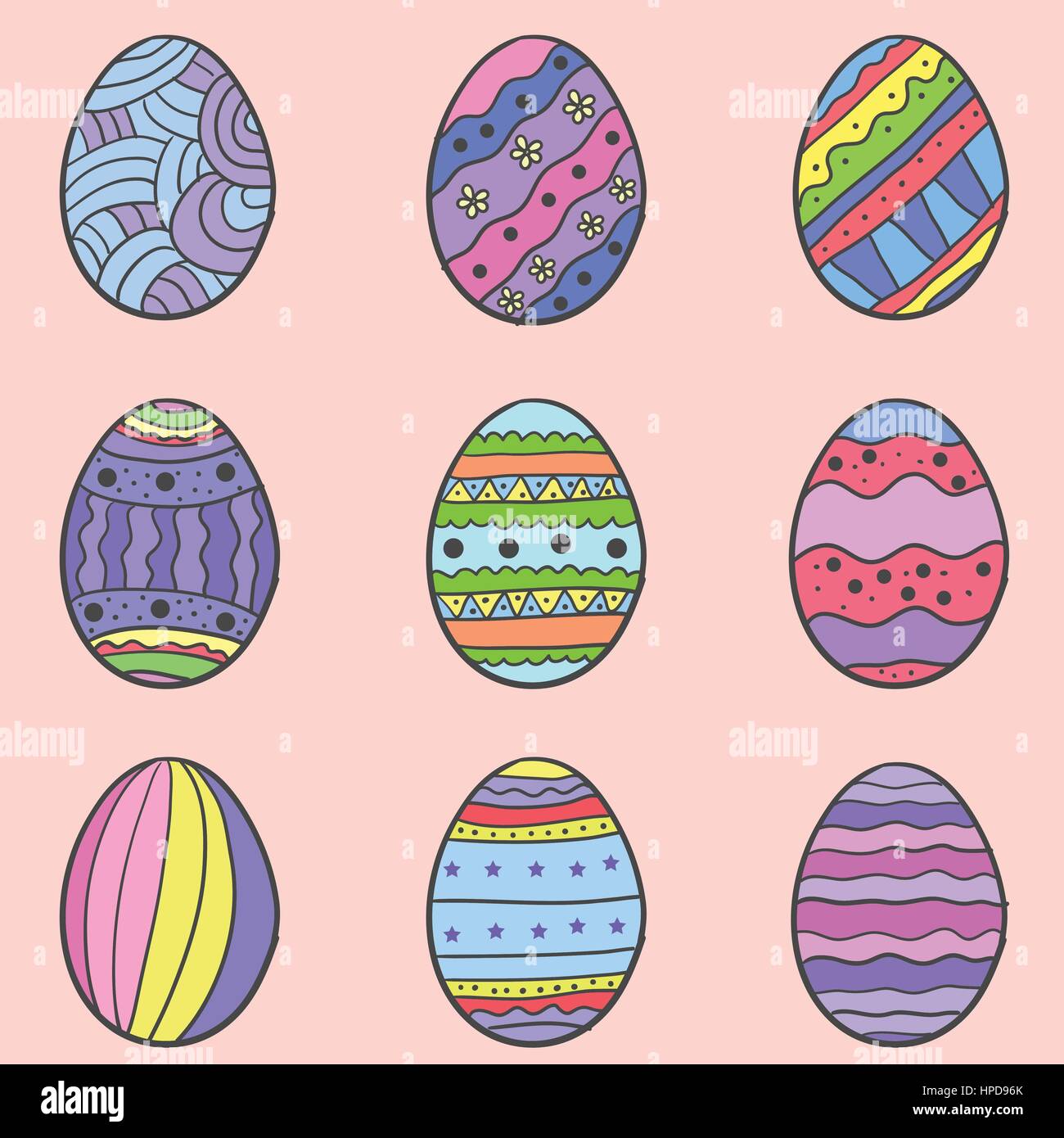 Easter egg colorful set of doodles vector art Stock Vector Image & Art ...