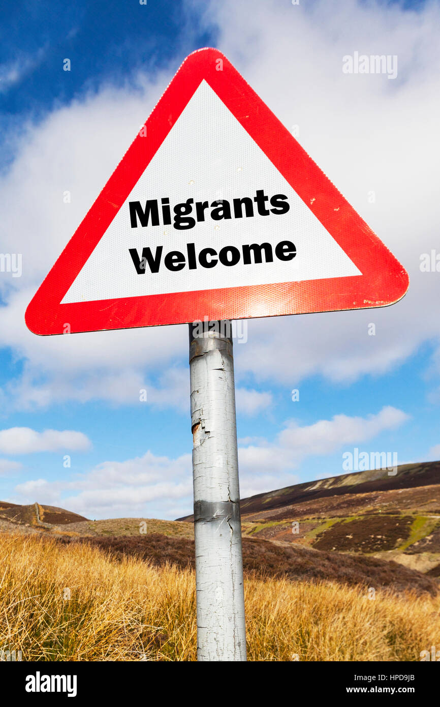 Migrants welcome sign UK England immigration welcome in UK welcoming ...