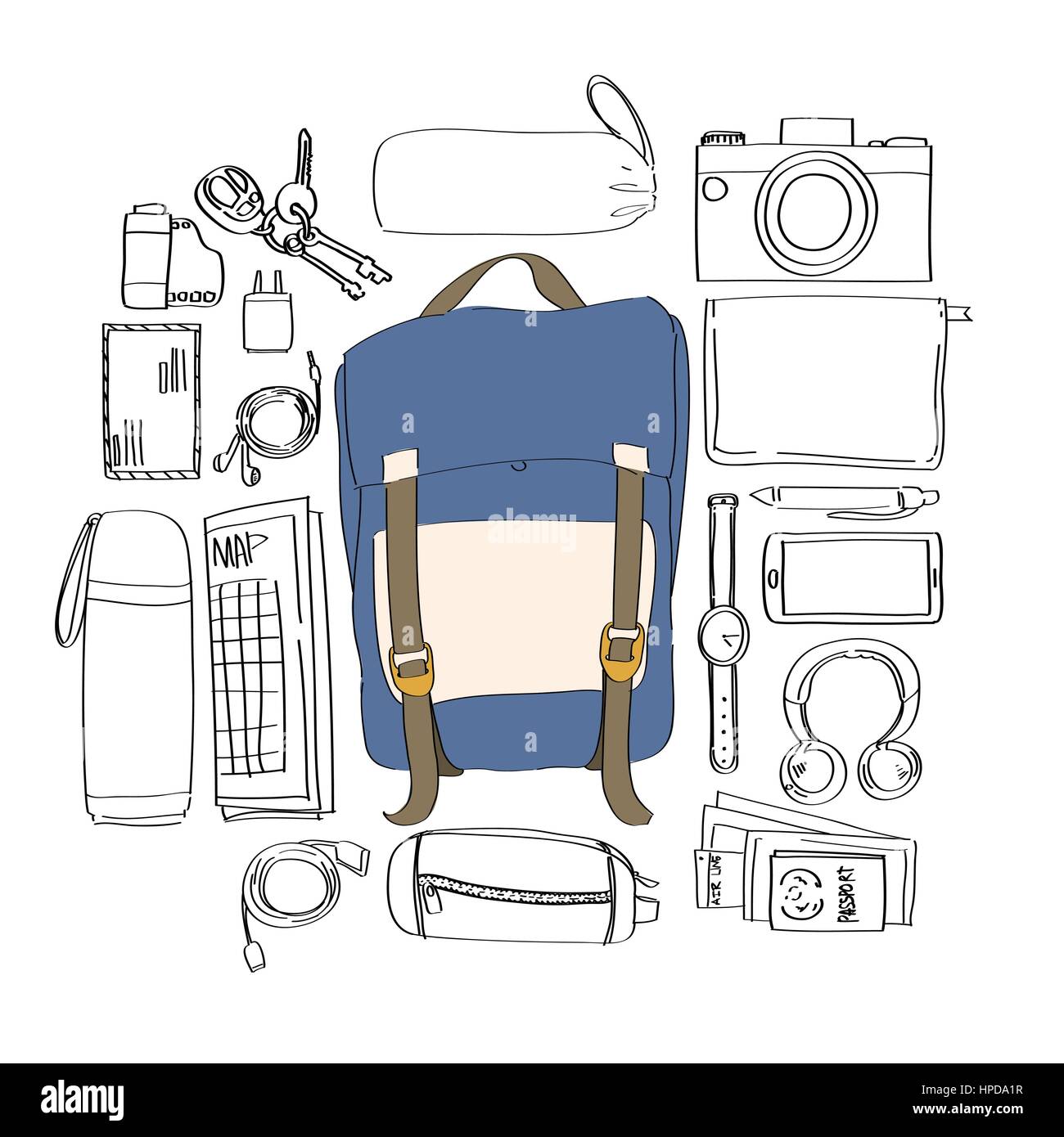 Illustration Drawing Travel Pack Collection Stock Vector Image & Art ...