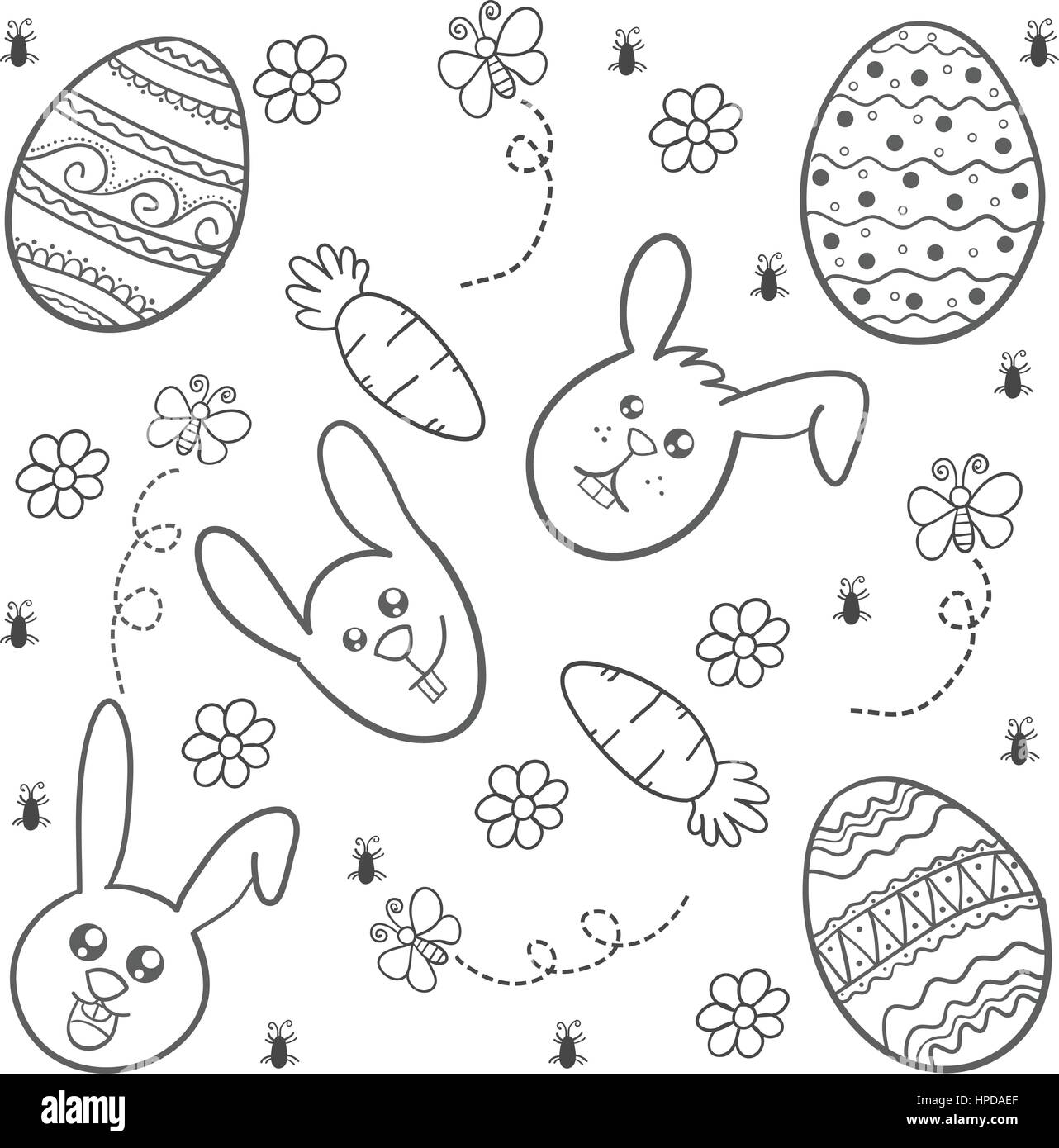 Doodle of easter with egg and bunny vector art Stock Vector Image & Art ...