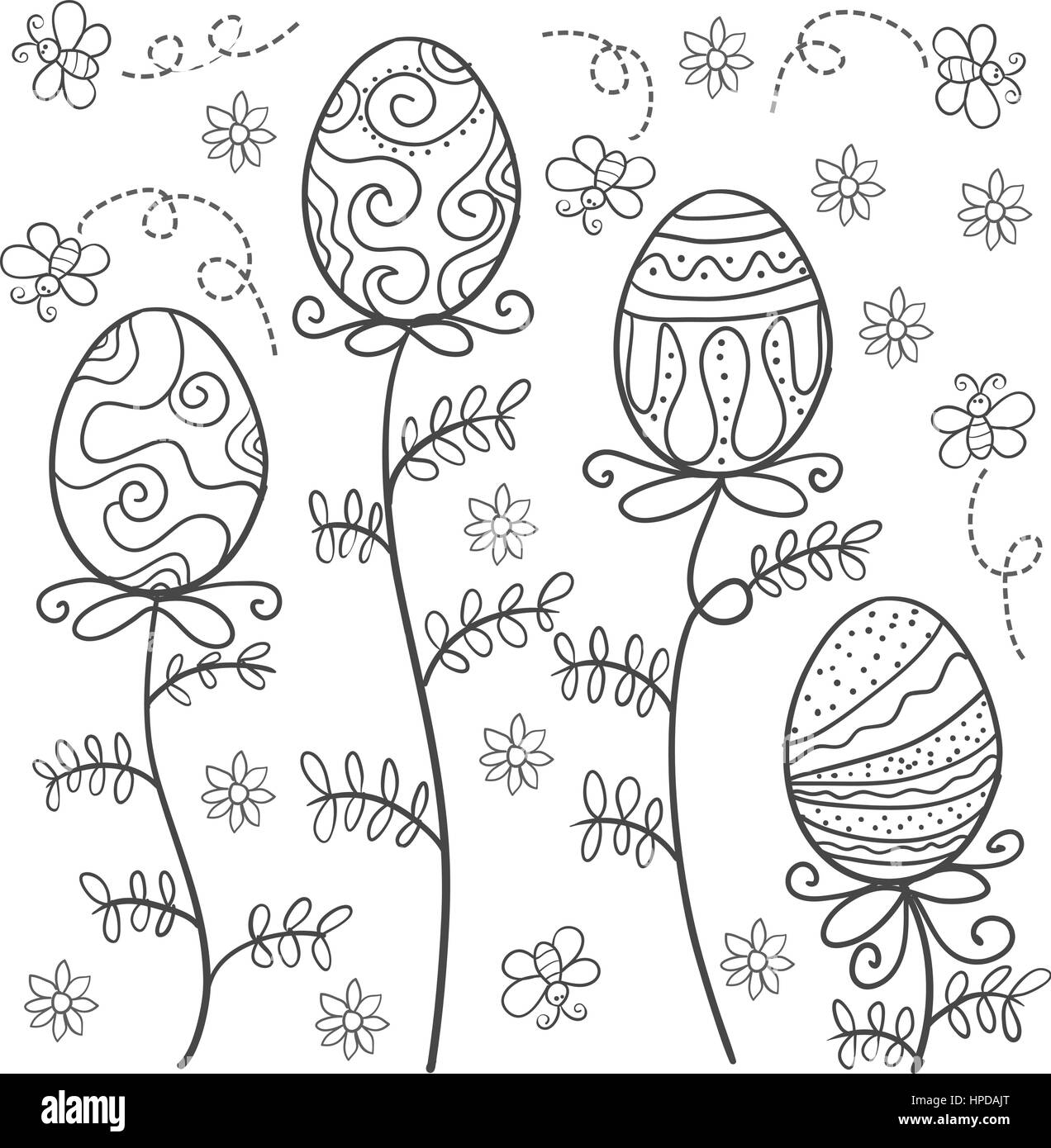Hand Draw Easter Egg Doodle High Resolution Stock Photography and ...