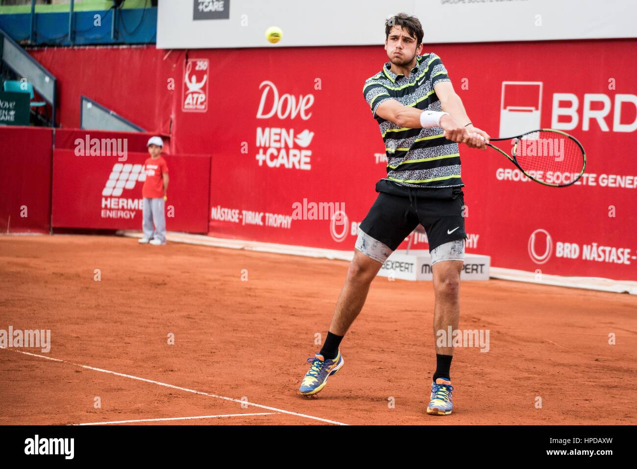 April 18, 2015: Luca George Tatomir ROU in action during the ATP ...