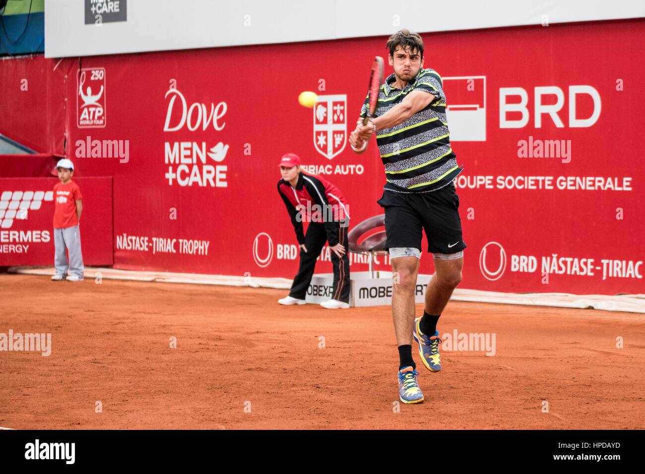 April 18, 2015: Luca George Tatomir ROU in action during the ATP ...