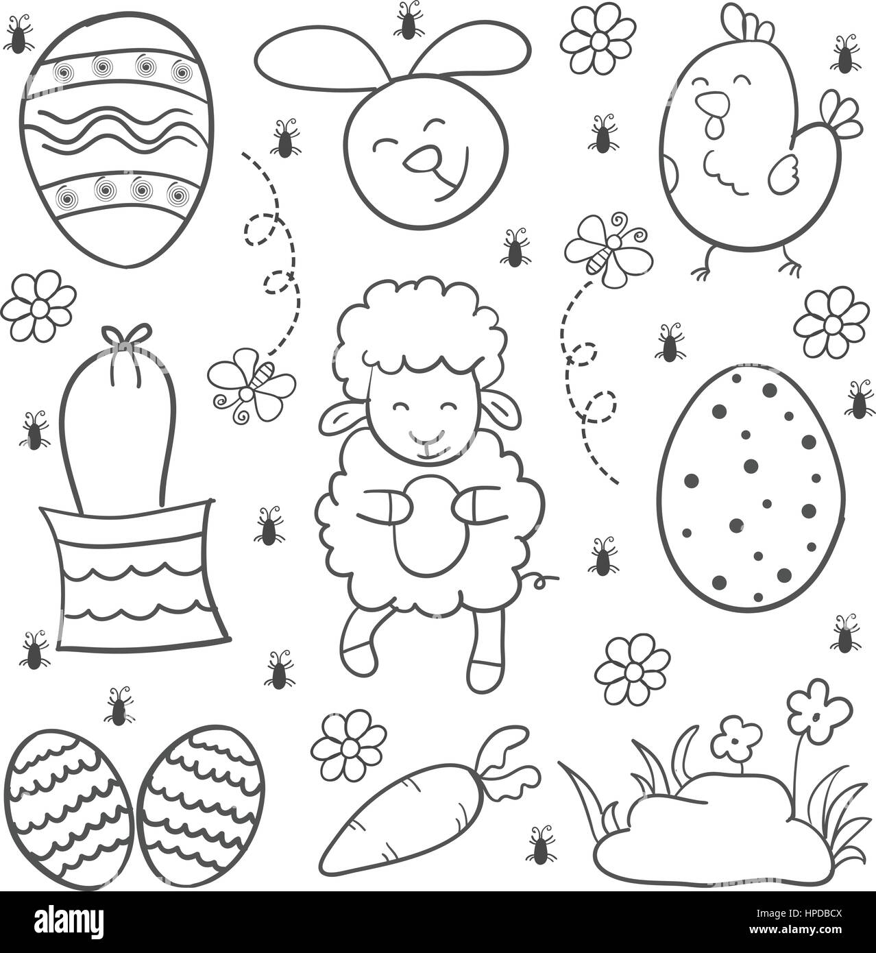 Illustration spring doodles hand draw Black and White Stock Photos ...