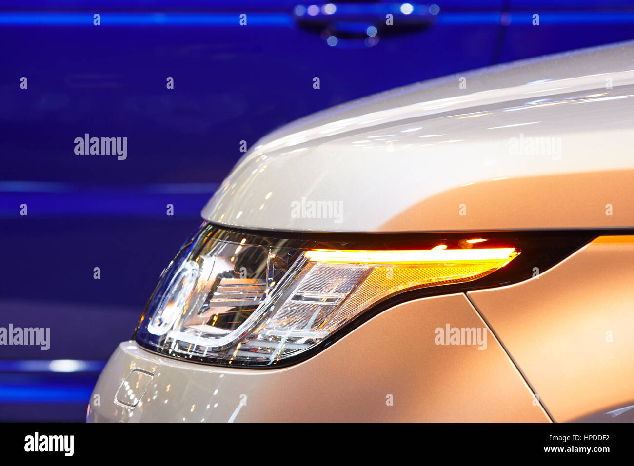 Cars body detail by night. Vehicle lights. Horizontal format Stock ...