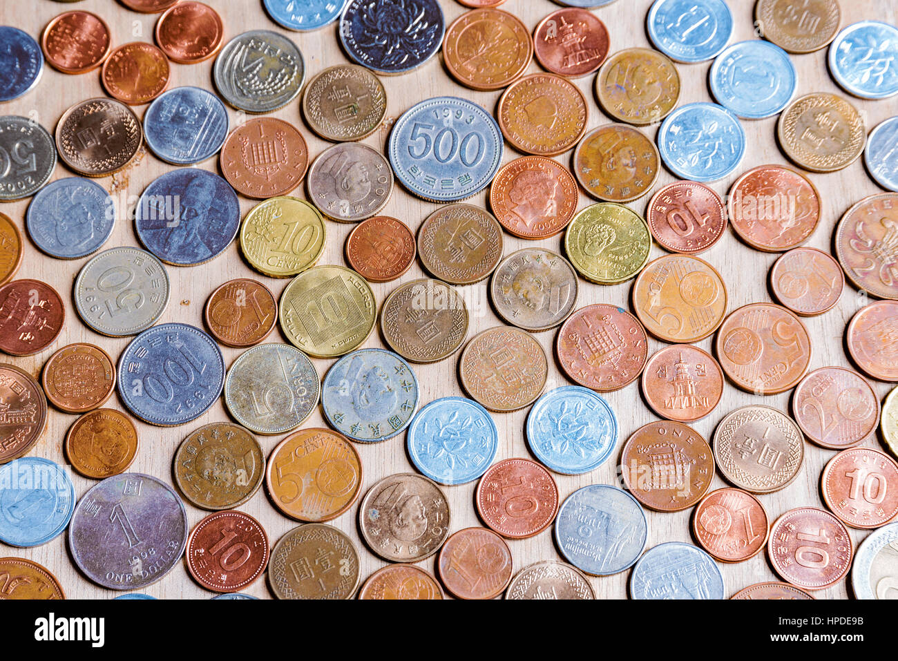 coins from various different countries Stock Photo - Alamy
