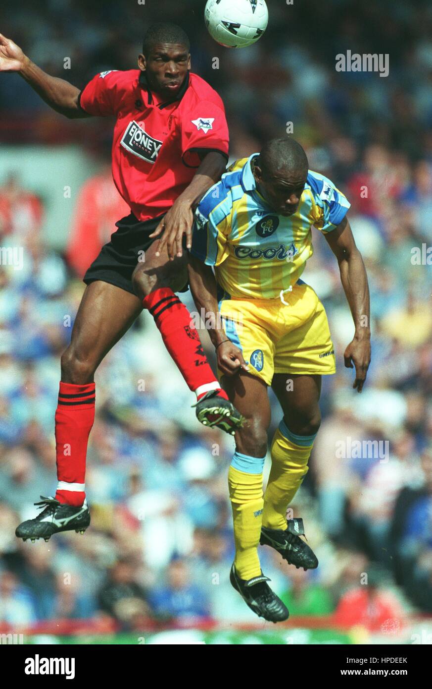 EFAN EKOKU & FRANK SINCLAIR WIMBLEDON FC V CHELSEA FC 25 April 1997 ...