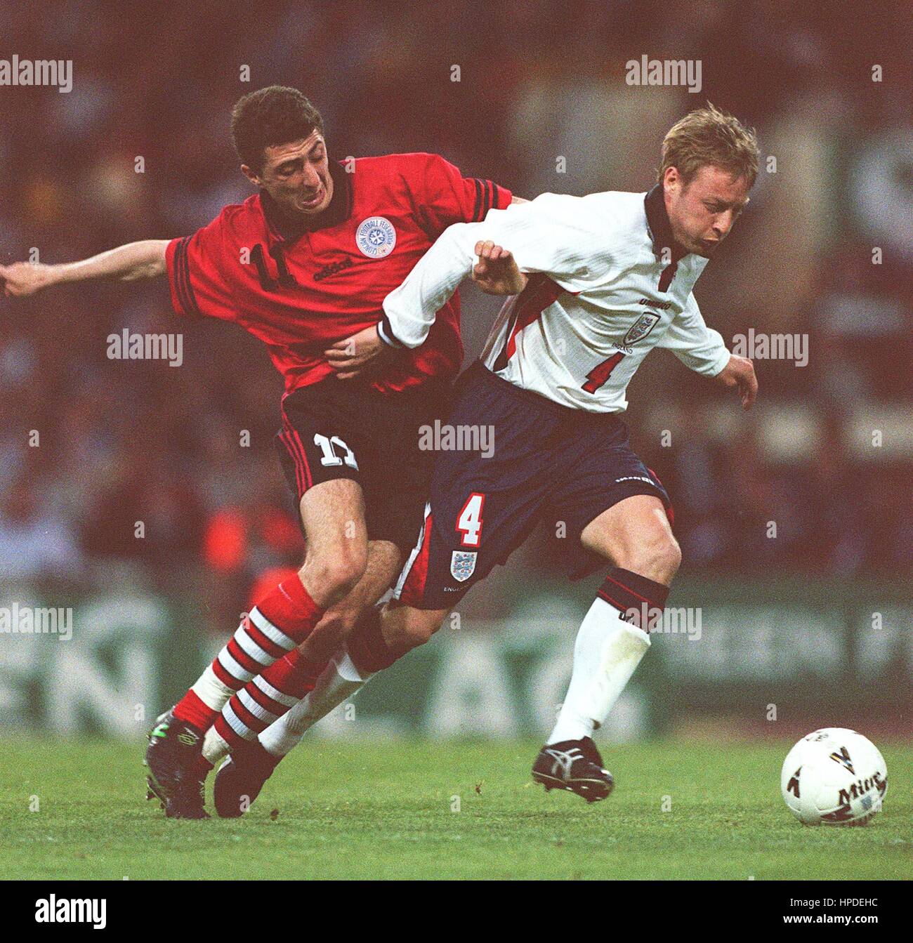 DAVID BATTY & SHOTA ARVELADZE ENGLAND V GEORGIA 07 May 1997 Stock Photo ...