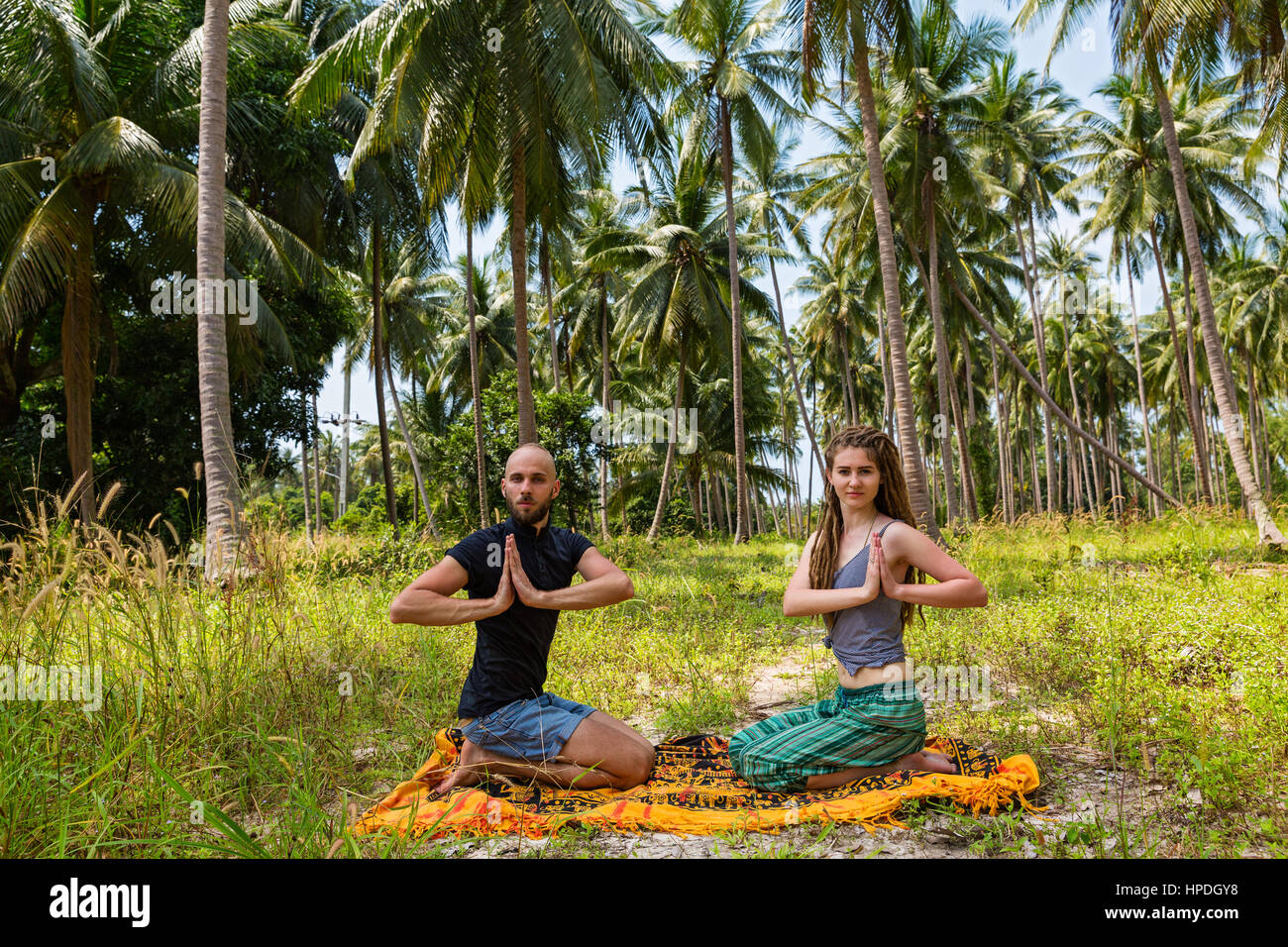 Hippie meditating outdoors hi-res stock photography and images - Alamy