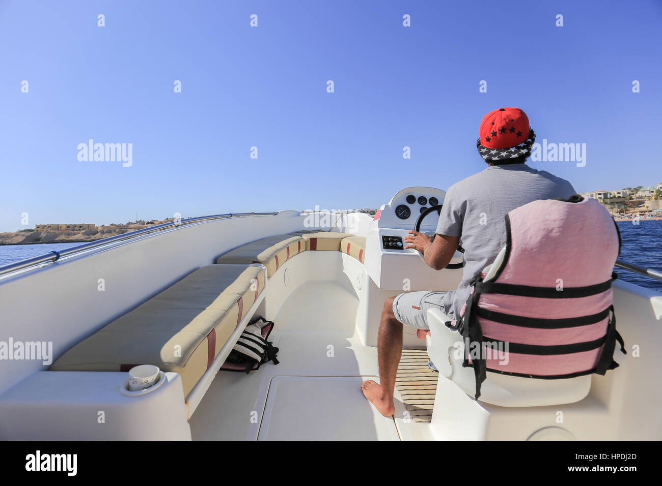 View forward from a motor boat Stock Photo - Alamy