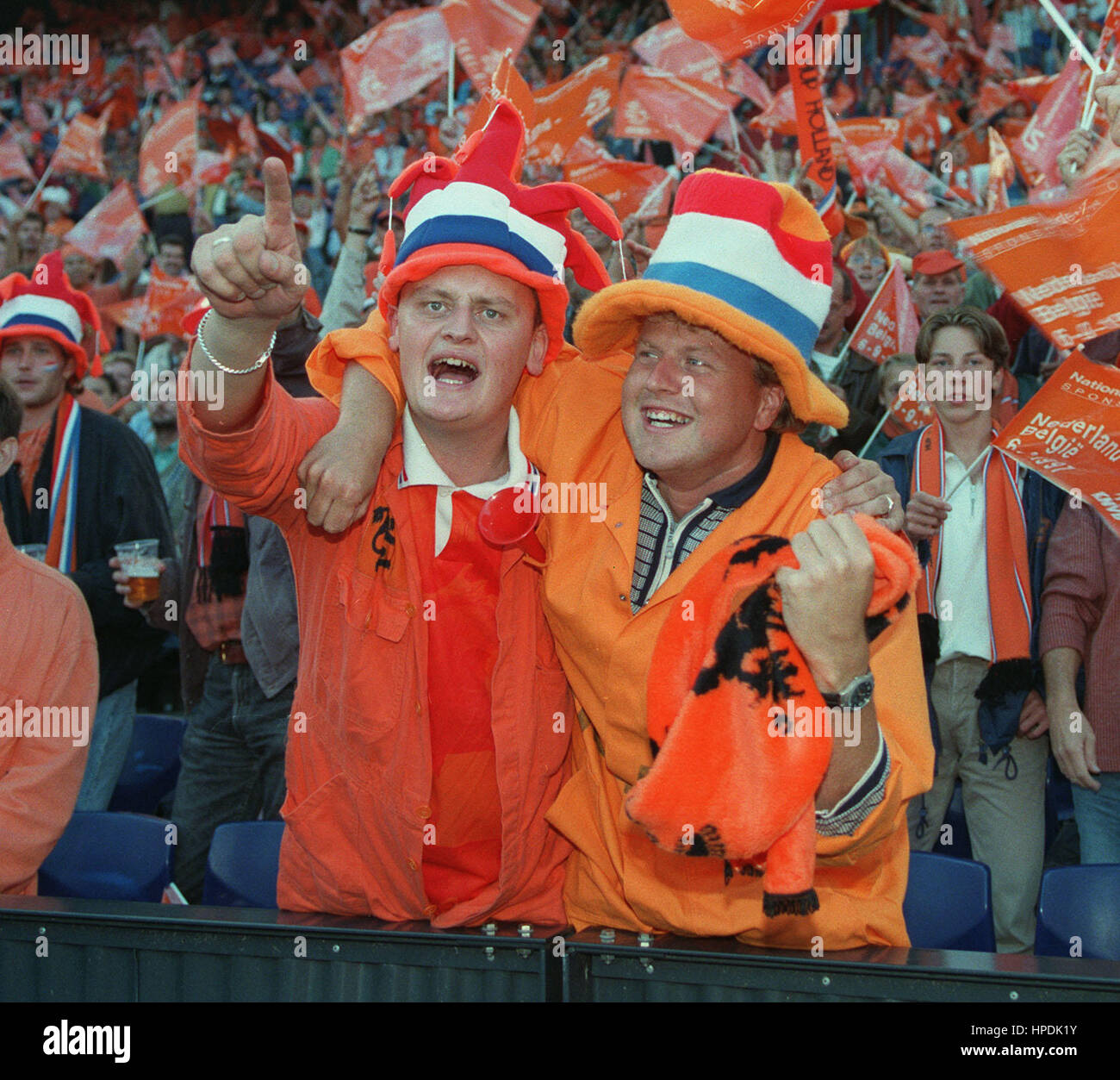 DUTCH FOOTBALL FANS HOLLAND V BELGIUM 09 September 1997 Stock Photo - Alamy